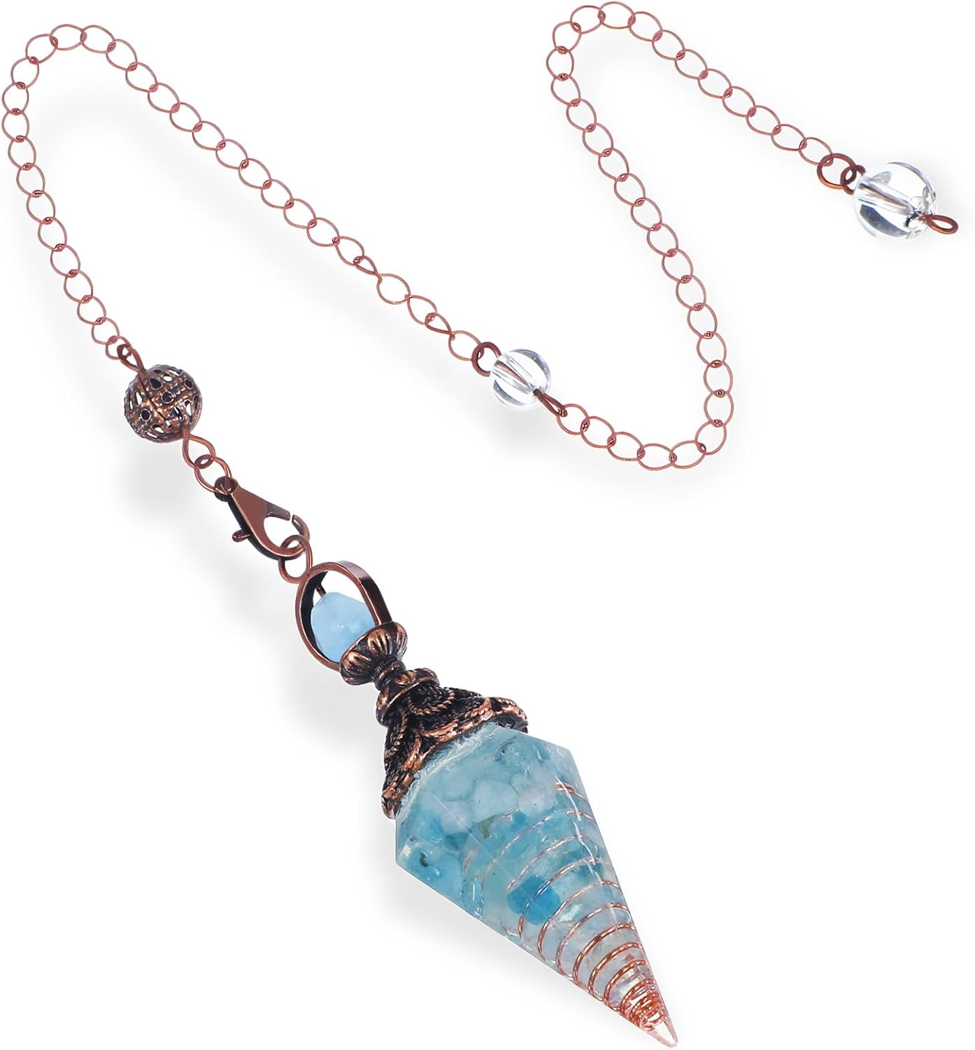 Amazon.com: Nogeqi Crystal Pendulum, Natural Aquamarine Pendulum ...