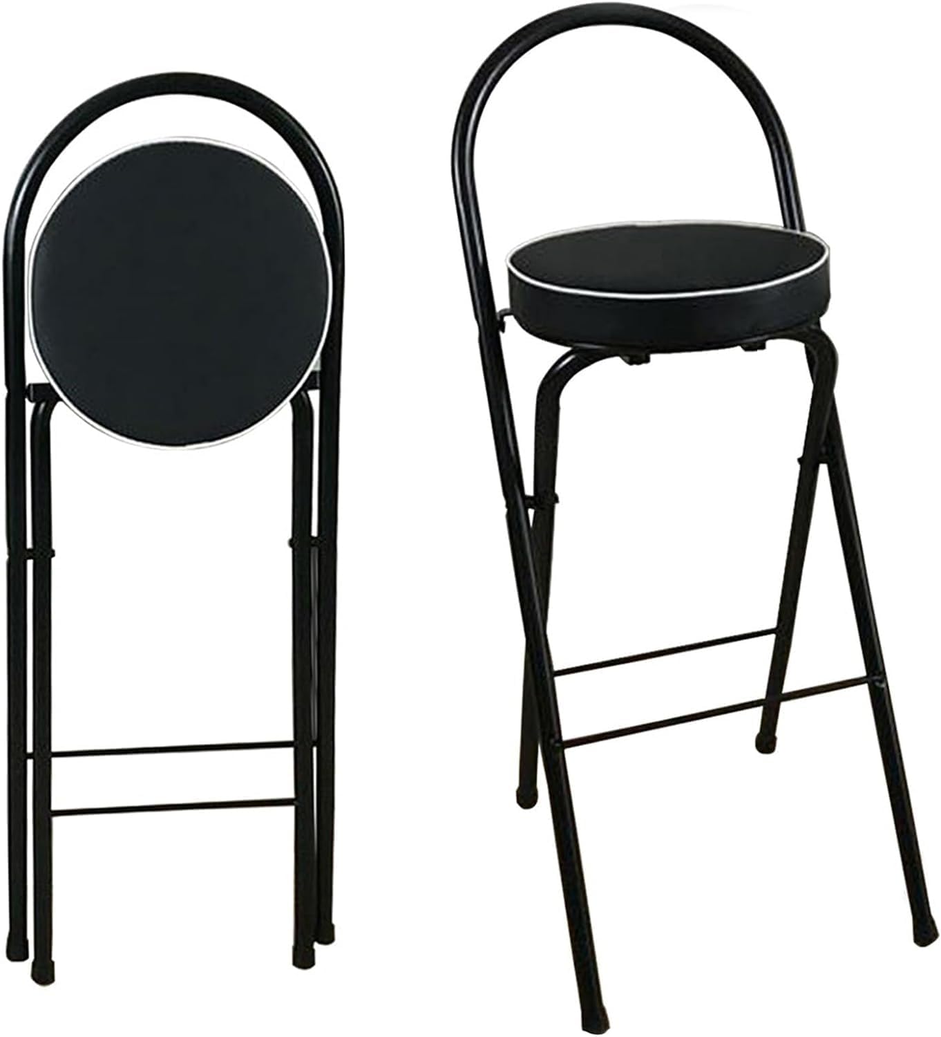 Folding Breakfast Bar Stool, 26″-30″ Foldable High Chair with Back ...