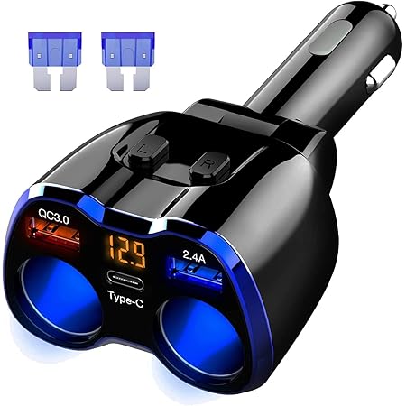 Amazon.com: Cigarette Lighter Splitter: USB C 12V Car Charger Adapter 2 ...