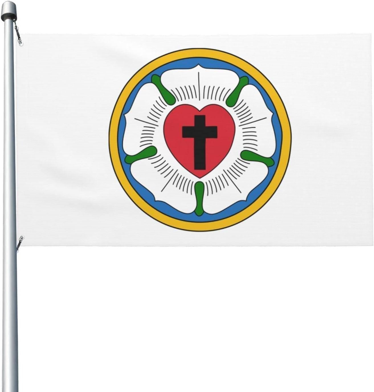 Amazon.com: Qevmezes Heart Lutheran Rose Flag Built for Outdoor Use ...