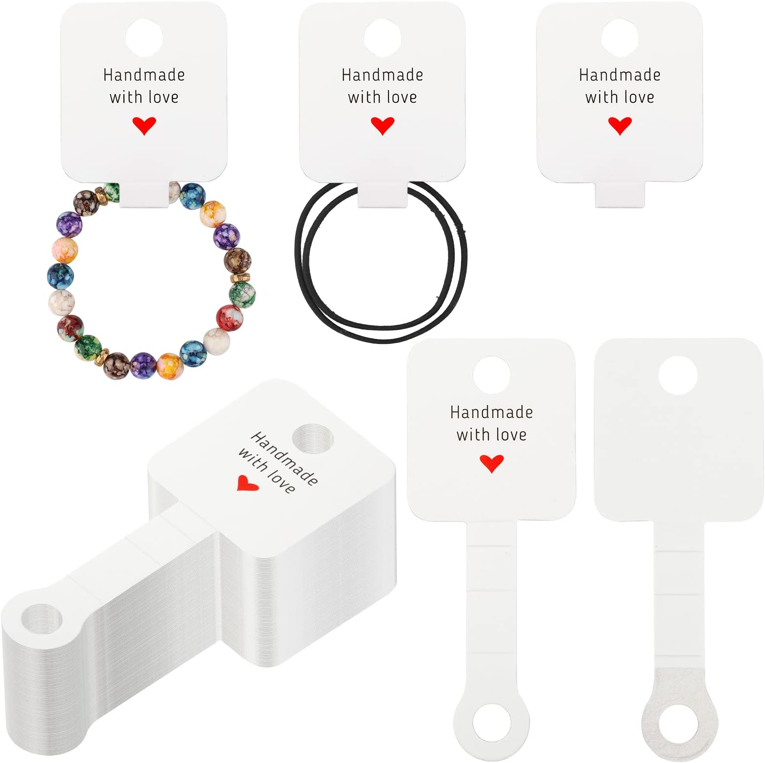 G2PLUS Self-adhesive Bracelet Display Cards, 100PCS White Keyring ...