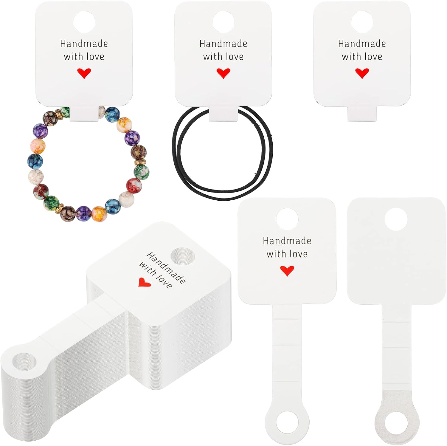 joycraft 100PCS Self Adhesive Bracelet Display Cards, 4"x1.5" White ...