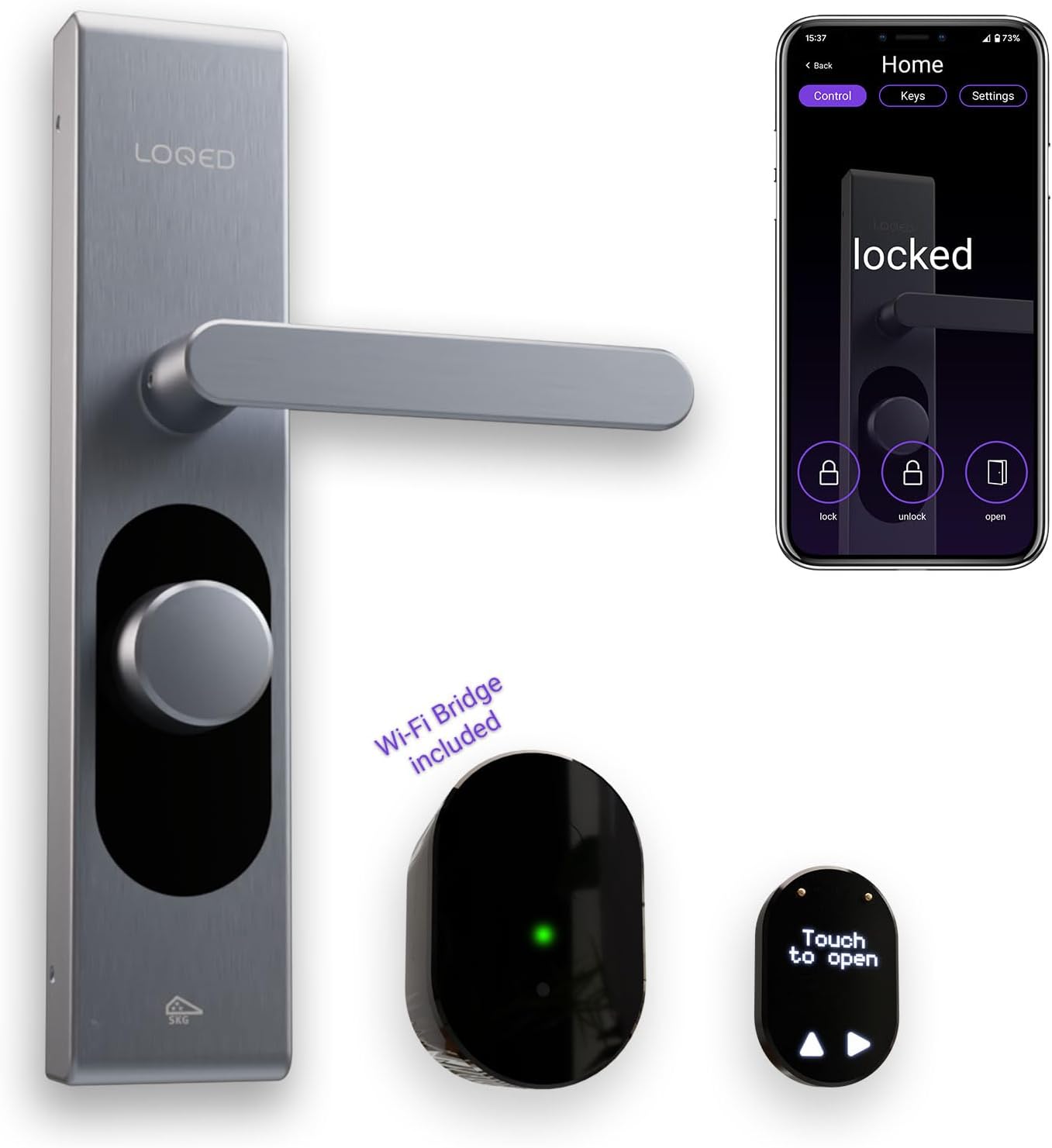 LOQED Touch Smart Lock - One Touch WiFi Smart Door Lock for Keyless ...
