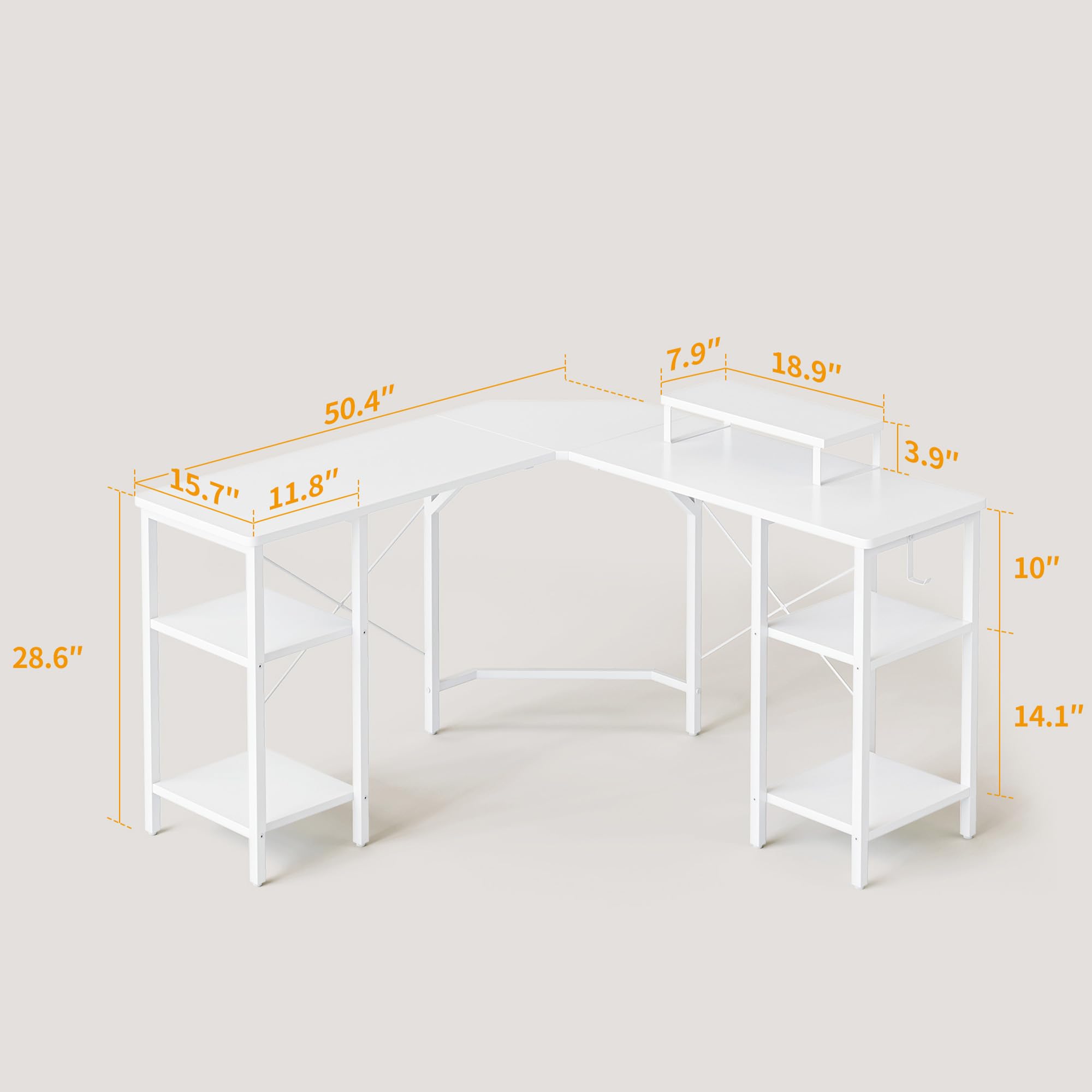 Snapklik.com : CubiCubi L Shaped Desk, 50.4 Inch Computer Corner Desk