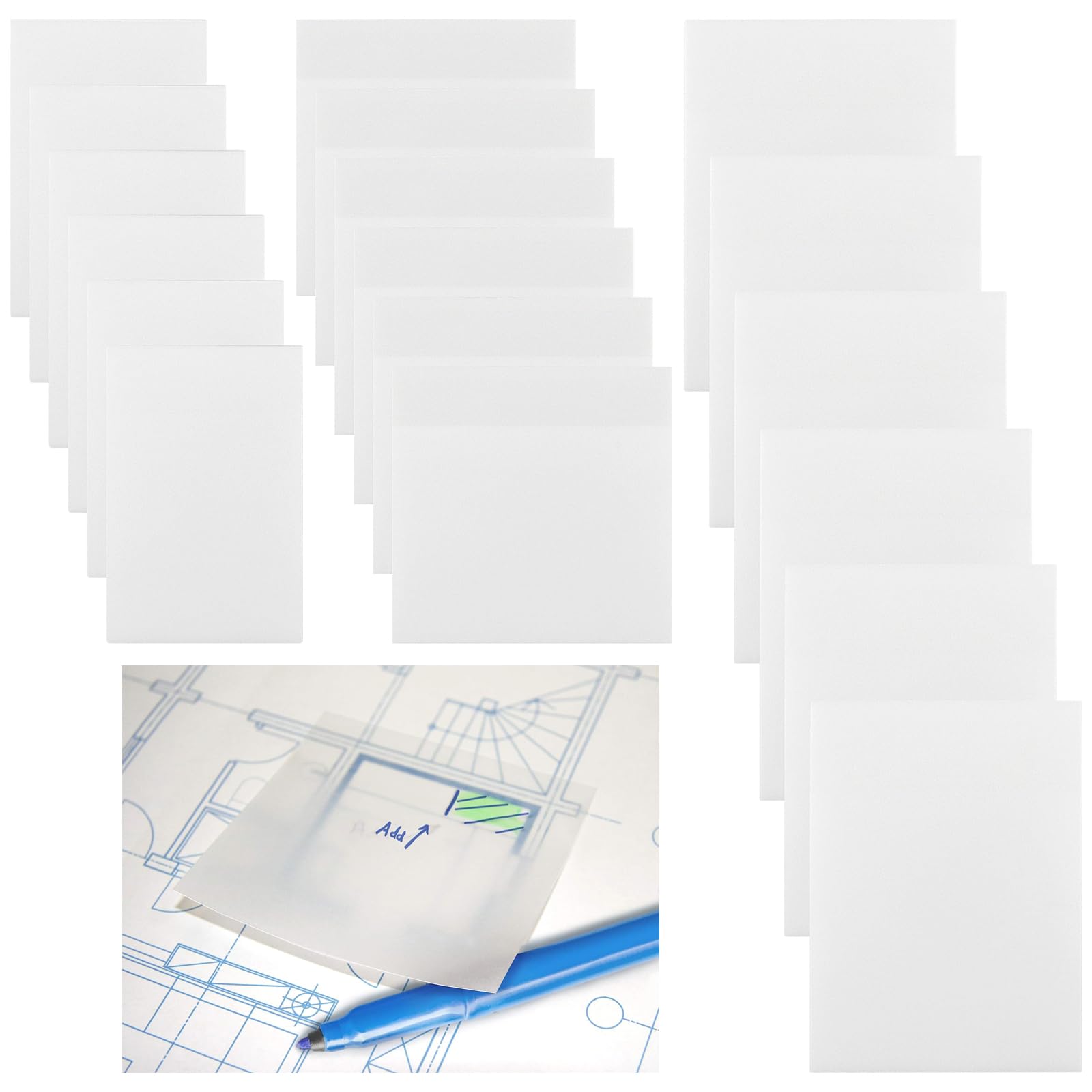 HAKZEON 900 Pcs Transparent Sticky Notes, 3 Sizes Clear Sticky Notes ...