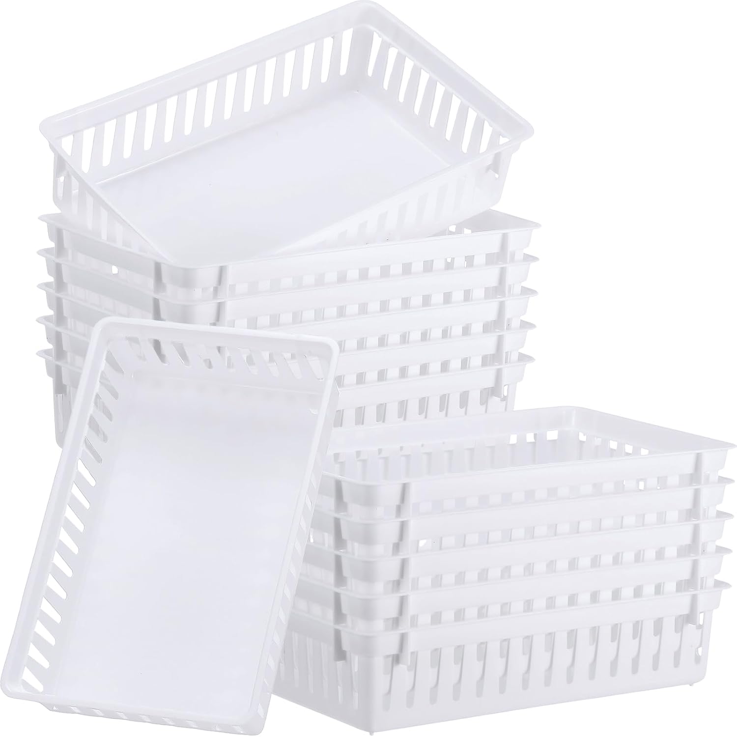 Amazon.com: Wenqik Set of 12 Plastic Baskets for Organizing 10.24 x 6.5 ...