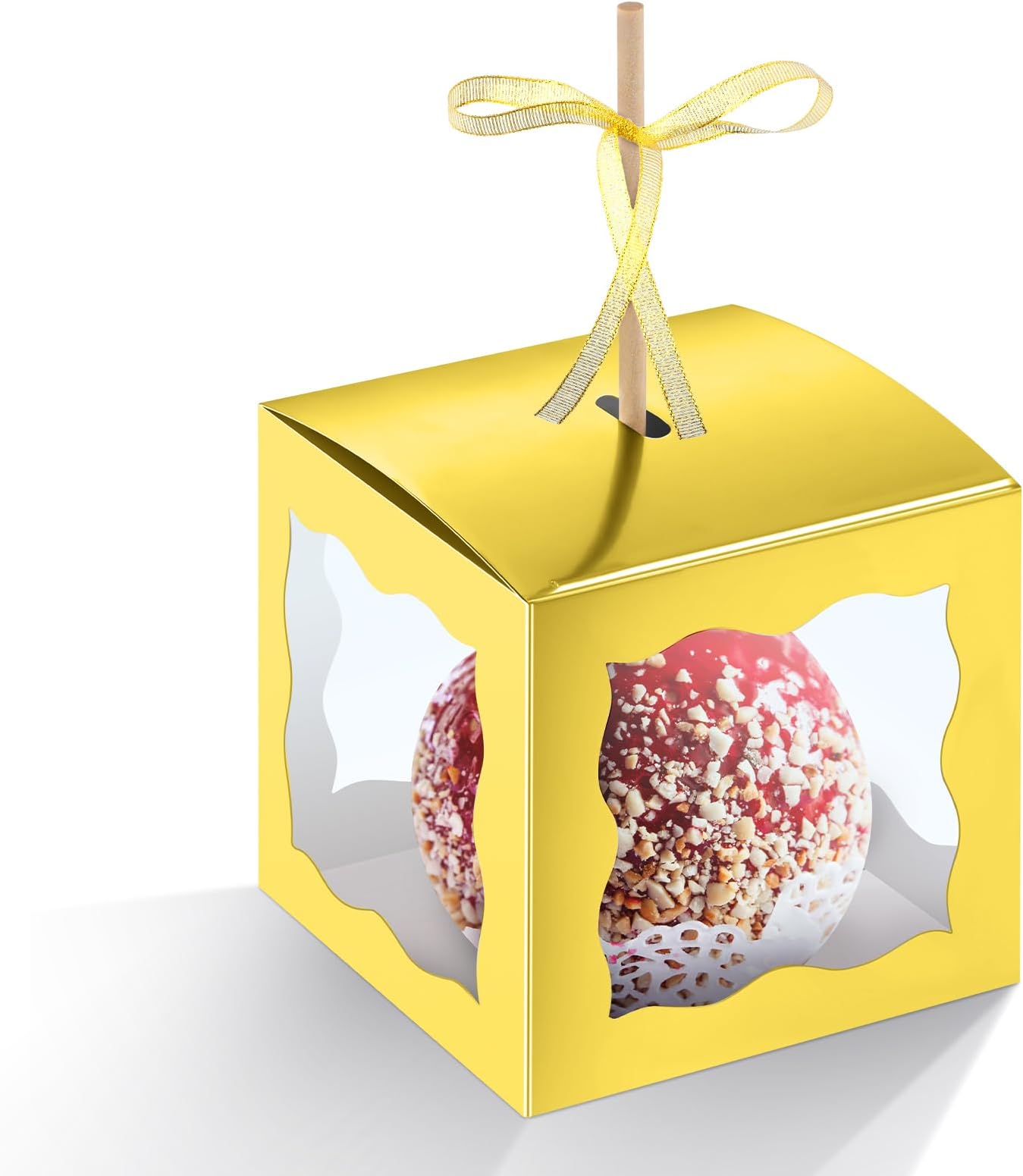 Amazon.com: Dandat 50 Pieces 4 x 4 Inch Candy Apple Box with Hole and ...