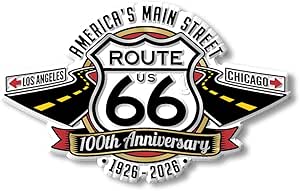 Amazon.com: Route 66 100th Anniversary Shield & Roads Magnet by Classic ...