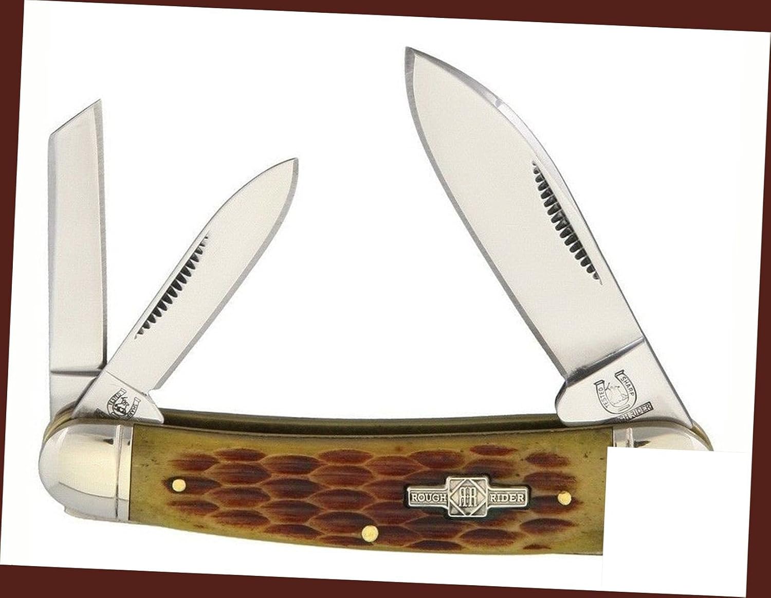 Amazon.com: Rough Rider Folding Pocket Knife Whittler Amber Bone 440 ...