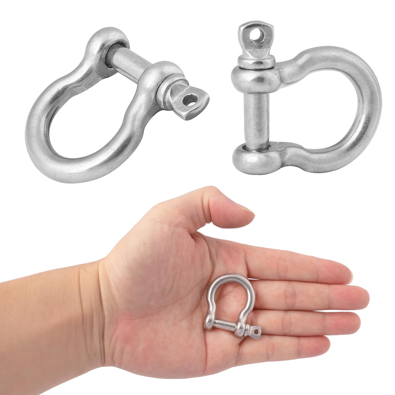 Snapklik.com : 25 Packs 1/4 Inch 304 Stainless Steel D Ring Shackles ...