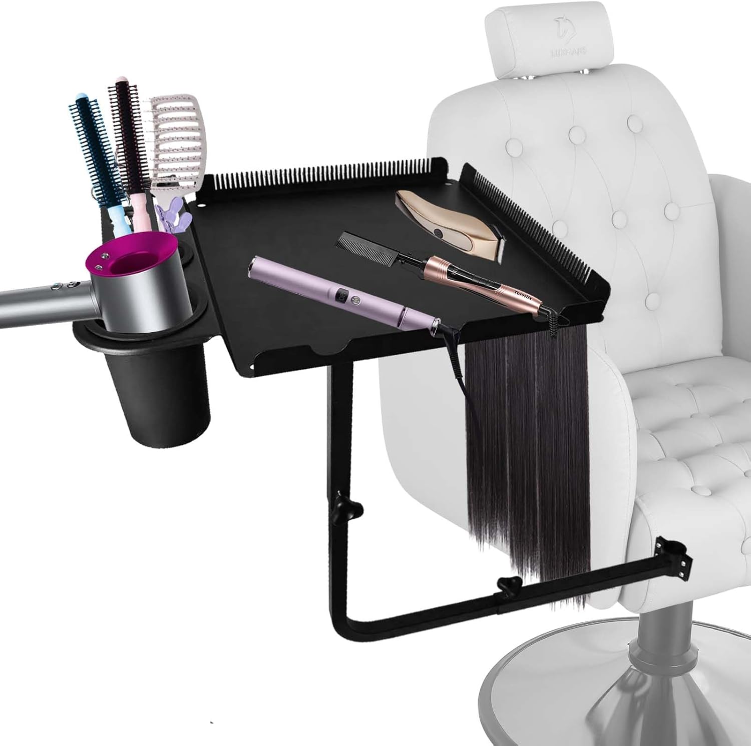 Amazon.com: QYFurnture Salon Tray Attached to Chair, Hair Stylist Steel ...