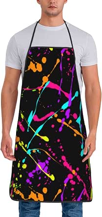 Amazon.com: MRYUMI Glow in Dark Splatter Neon Apron for Women Men ...