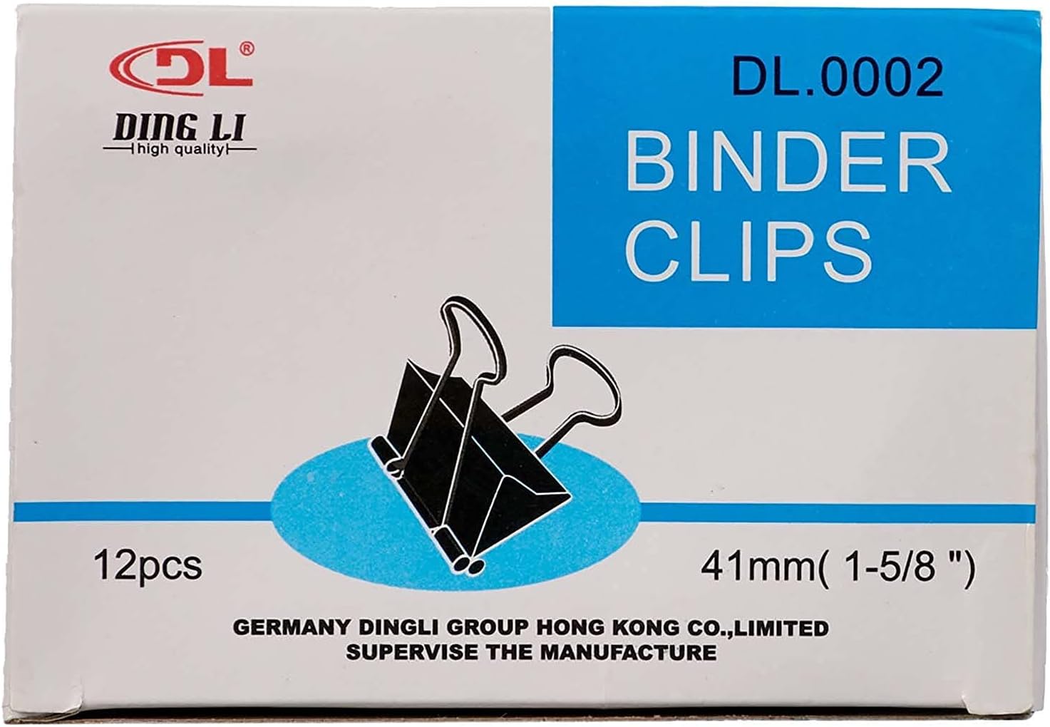 Ding Li DL.0002 Metal Binder Clips, 41 mm - 12 Pieces - Black and ...