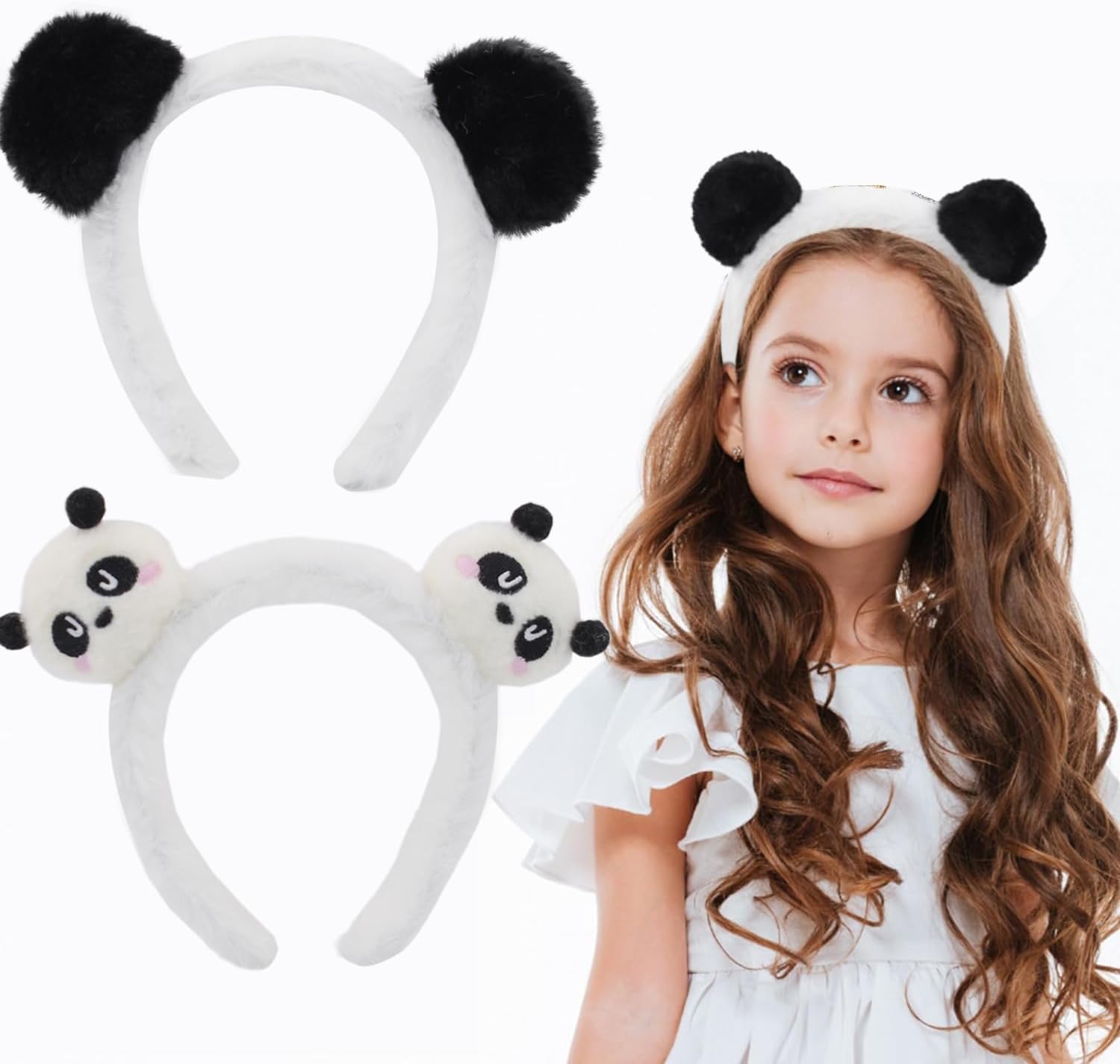 Amazon.com: Lux Accessories Blush Faux Fur Pom Pom Ball Cat Ear Panda ...