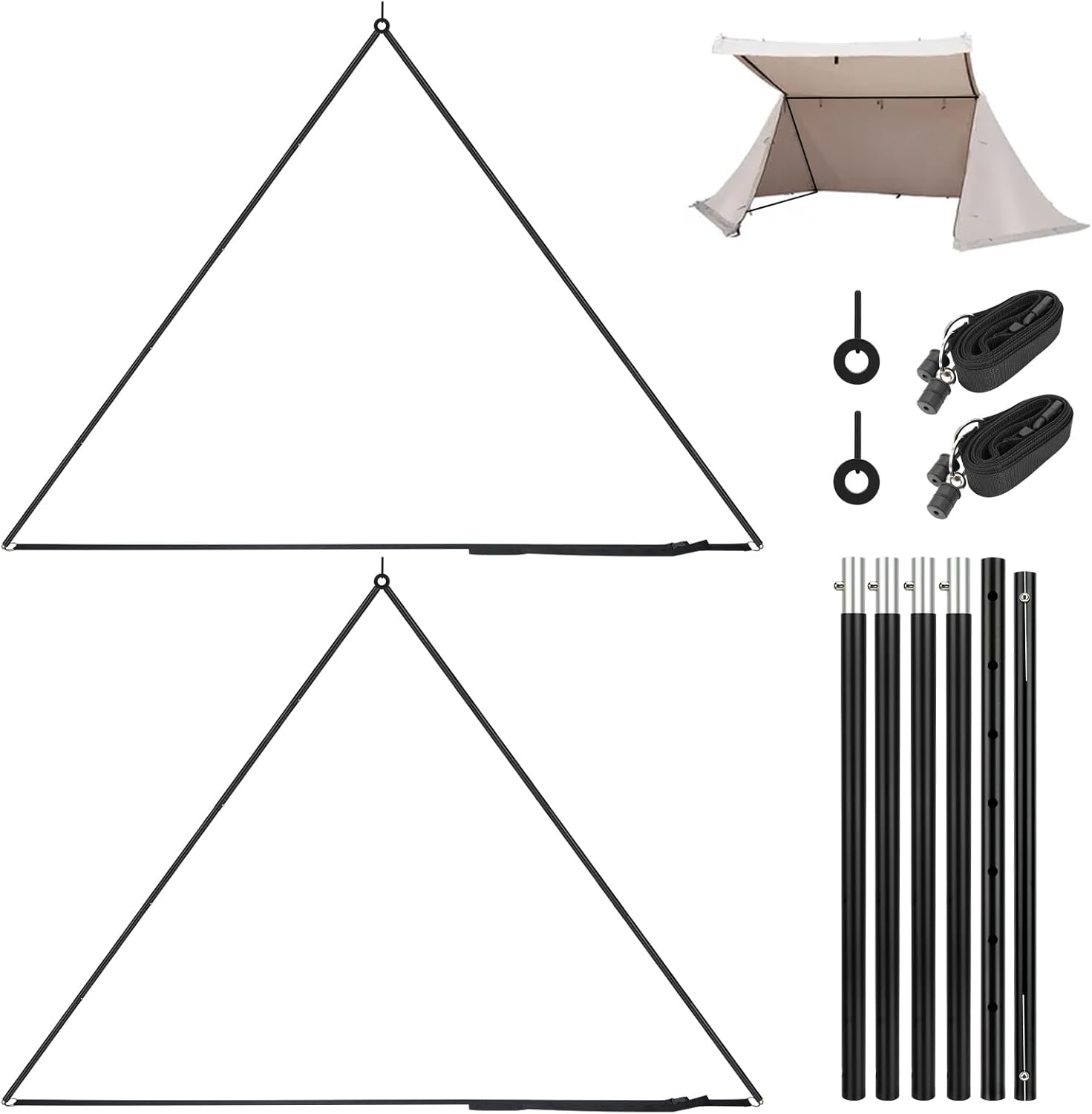 Amazon.com : KOMCLUB 2 Set Telescoping Triangle Tent Poles Adjustable ...