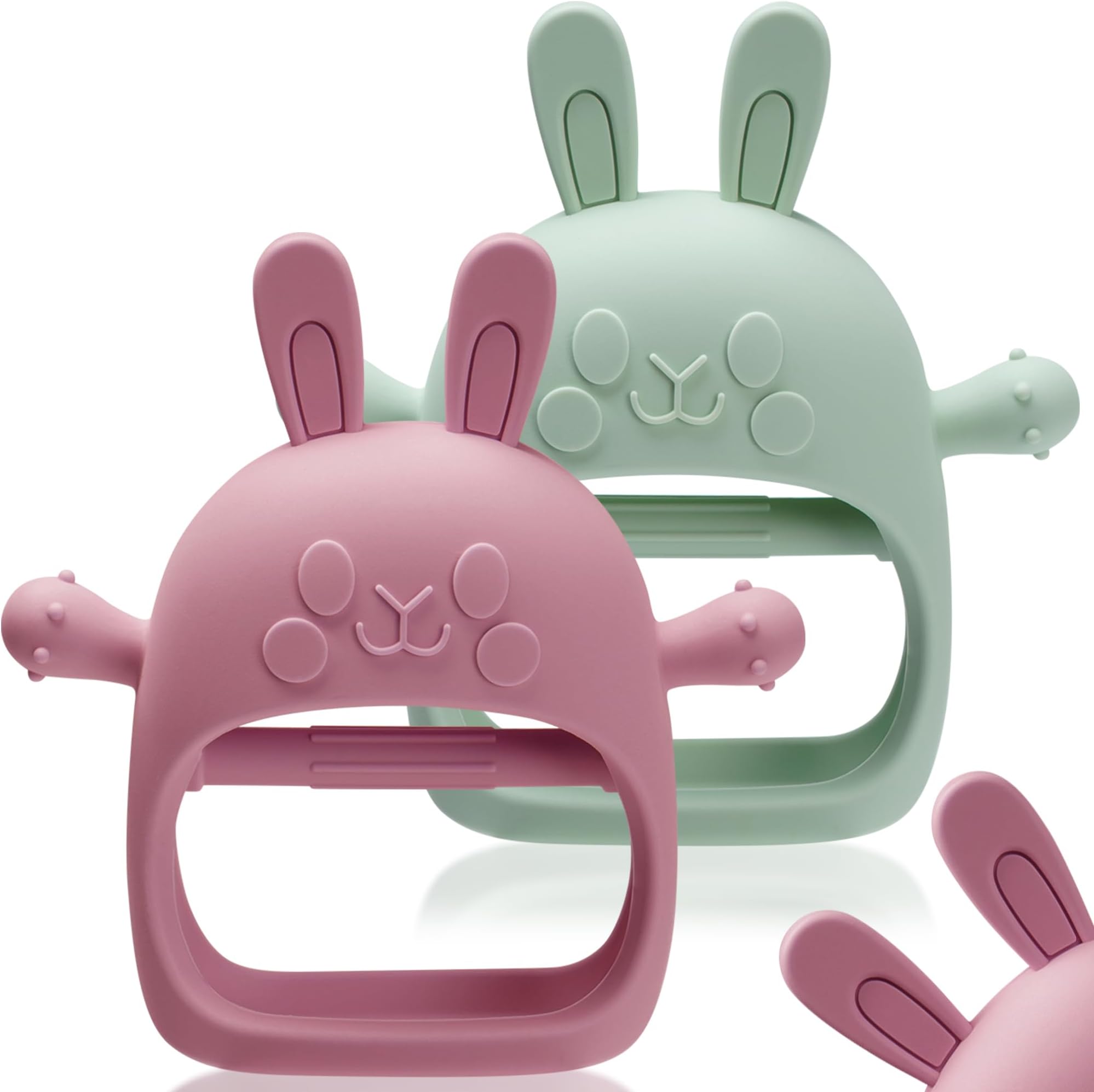 Amazon.com : FEISCS 2 Packs Bunny Teething Toys for Babies 0-6 Months ...
