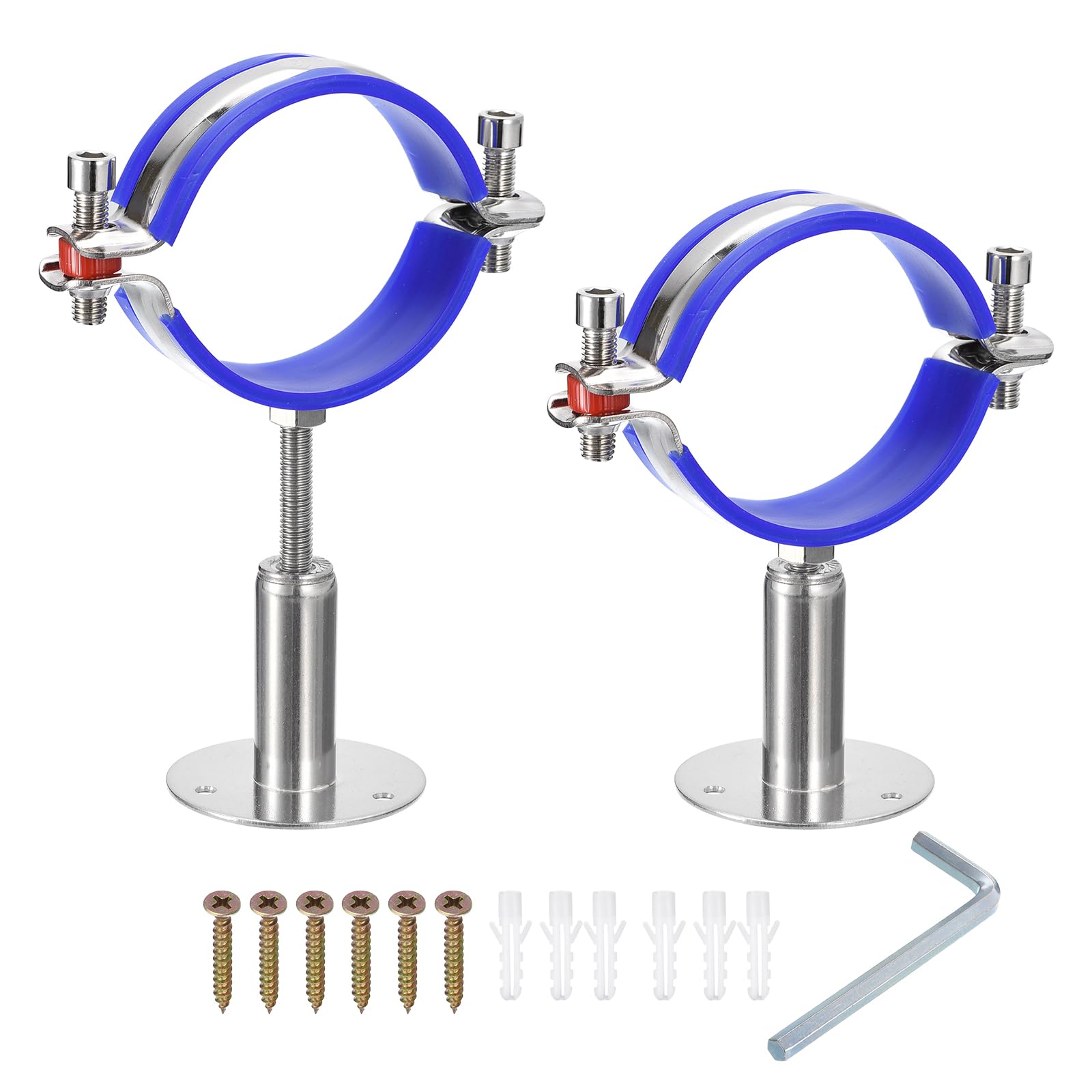 uxcell 2Pcs Stainless Steel Pipe Supports Wall Mount Ceiling Mount Pipe ...