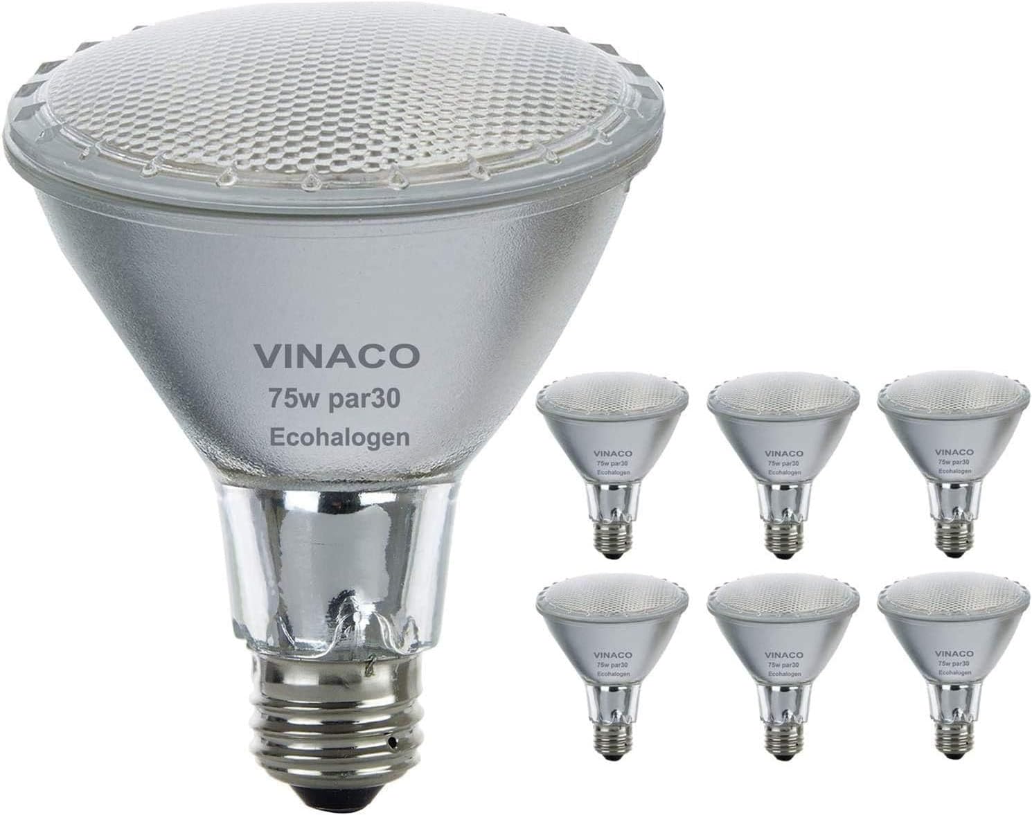 Vinaco Halogen PAR30 Long Neck 75W 120V 1000LM, 6 Pack High Output ...