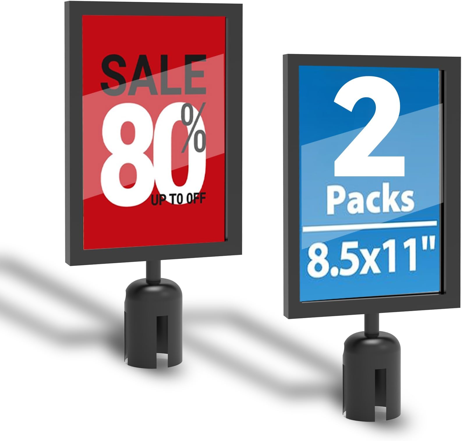 Amazon.com: SHUESS 2 Pack Black Stanchion Sign Holder Frame, Double ...