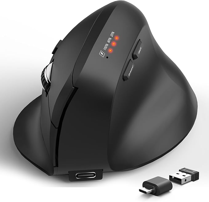 Amazon.com: Ghajz Bluetooth and 2.4GHz Ergonomic Mice, 2 in 1 Wireless ...