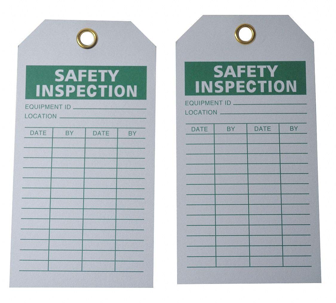 Safety Inspection,Safety Inspection Tag, Pk 100 Cardstock 5 3/4 in ...