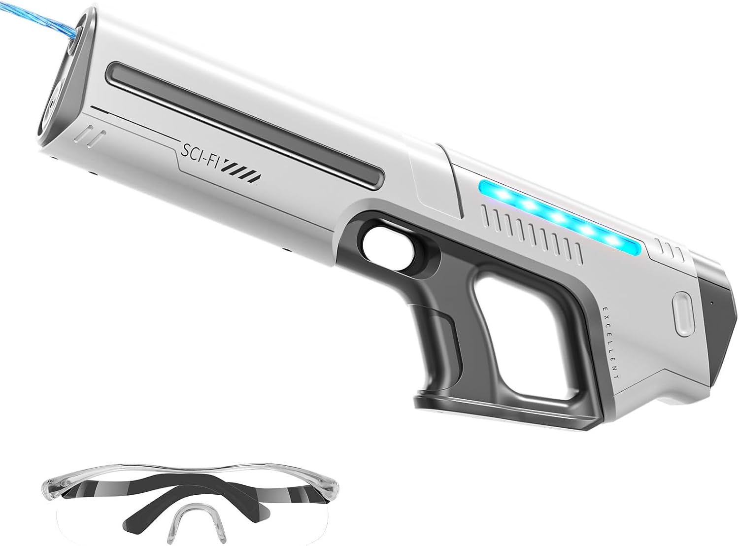Amazon | 電動ウォーターガン Skirfy 水鉄砲 電動 強力連射 自動吸水 LEDライト 最大飛距離10m 保護メガネ 大容量タンク ...