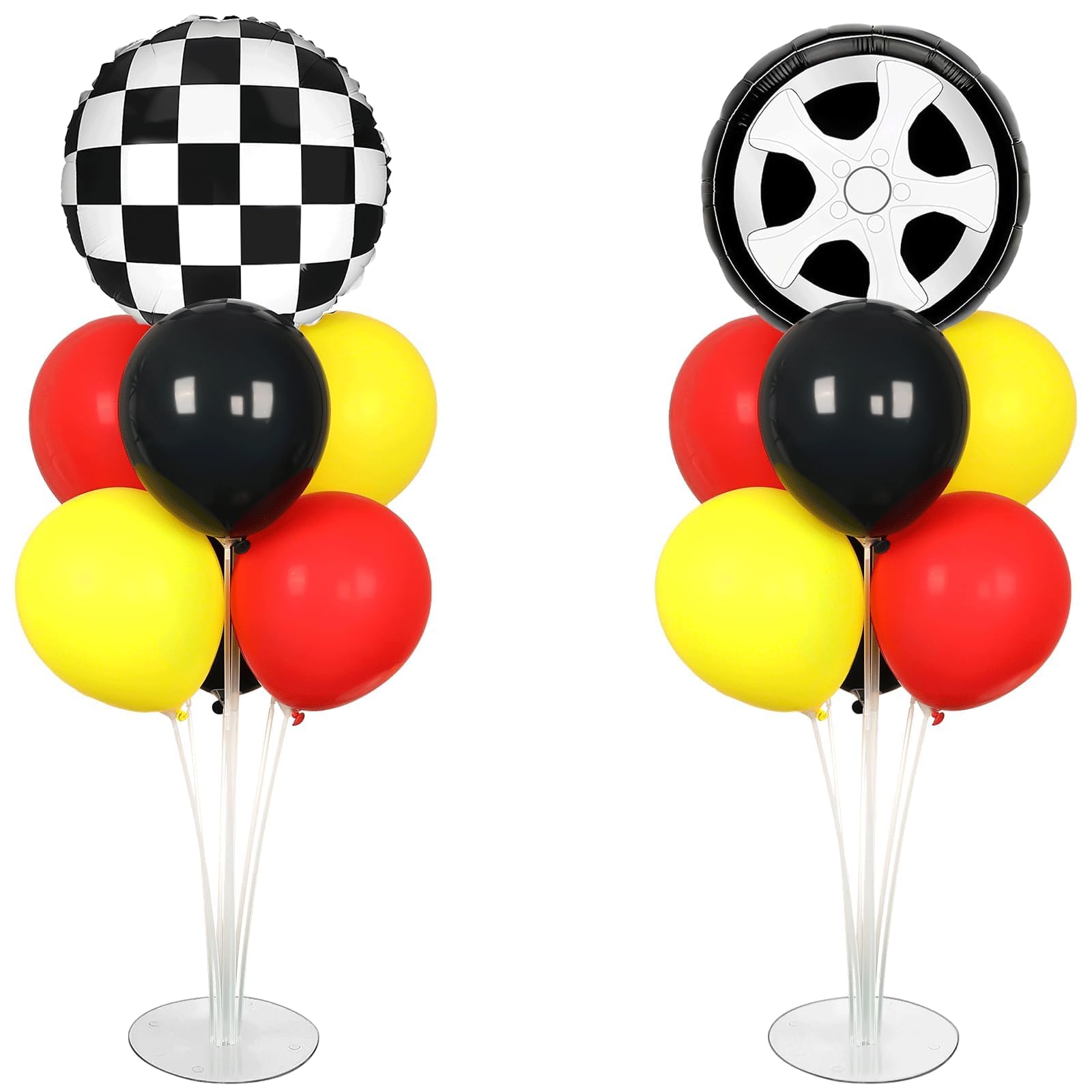 Amazon.com: Race Car Party Balloons Stand Kit 2 Sets With 2 Checkered ...