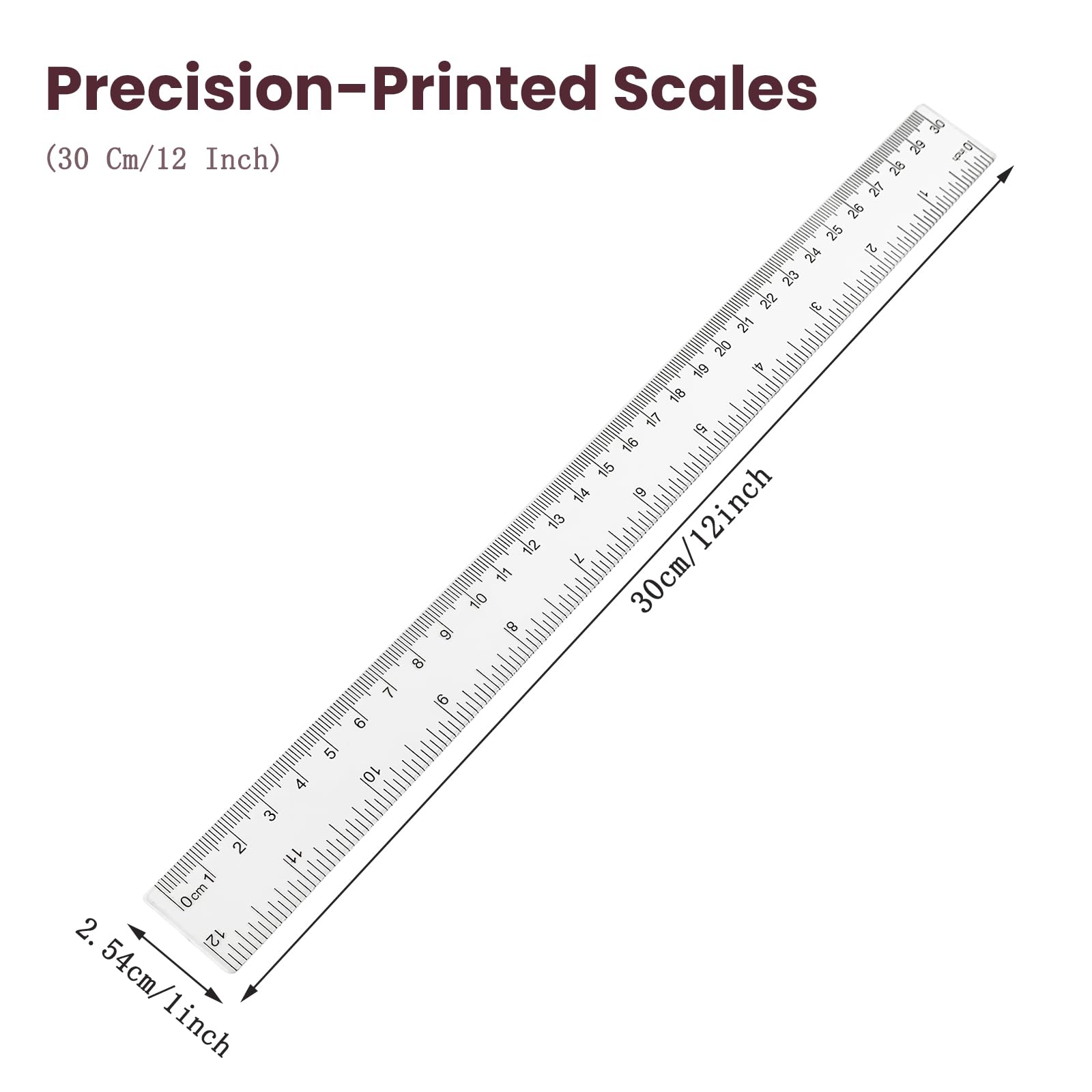 Snapklik.com : 8-Pack Clear Acrylic Ruler, 12 Inches Flexible Clear ...
