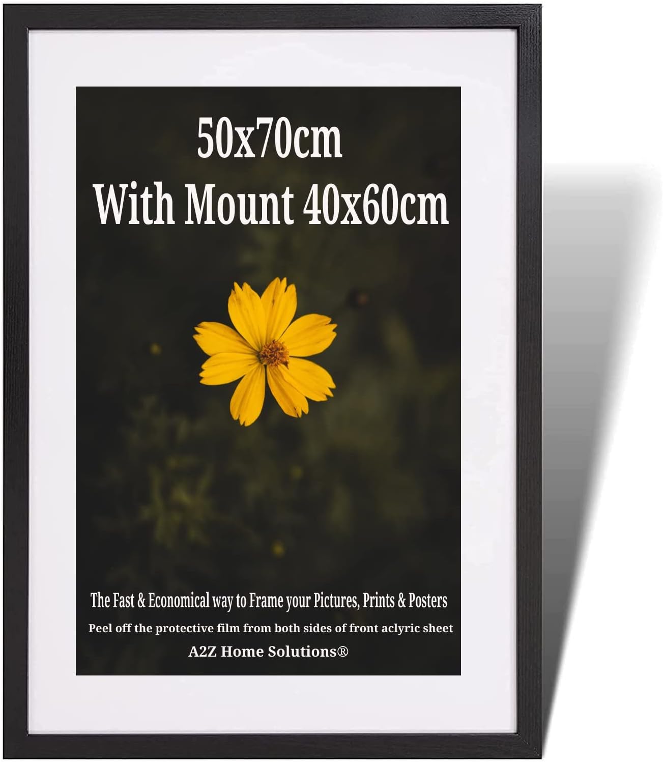 A2Z Home Solutions® Photo Frame Black 50x70 cm Frame With Mount 40x60 ...