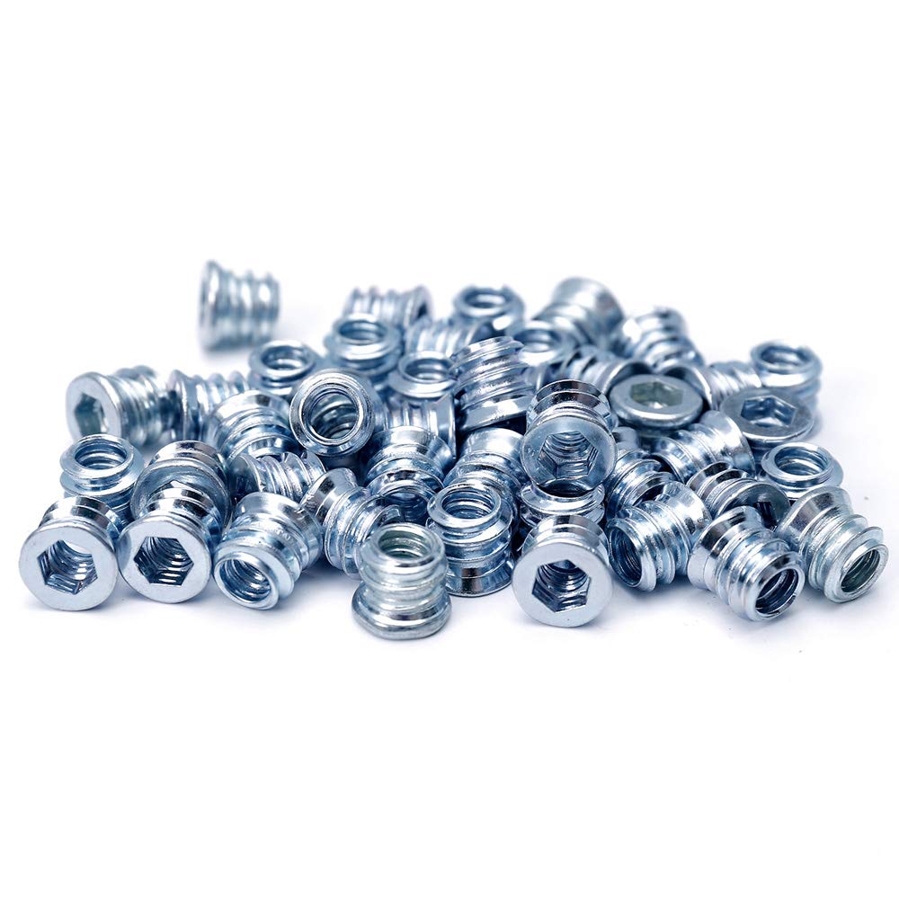 Snapklik.com : Threaded Inserts For Wood 1/4-20 X 10mm 50 Pieces
