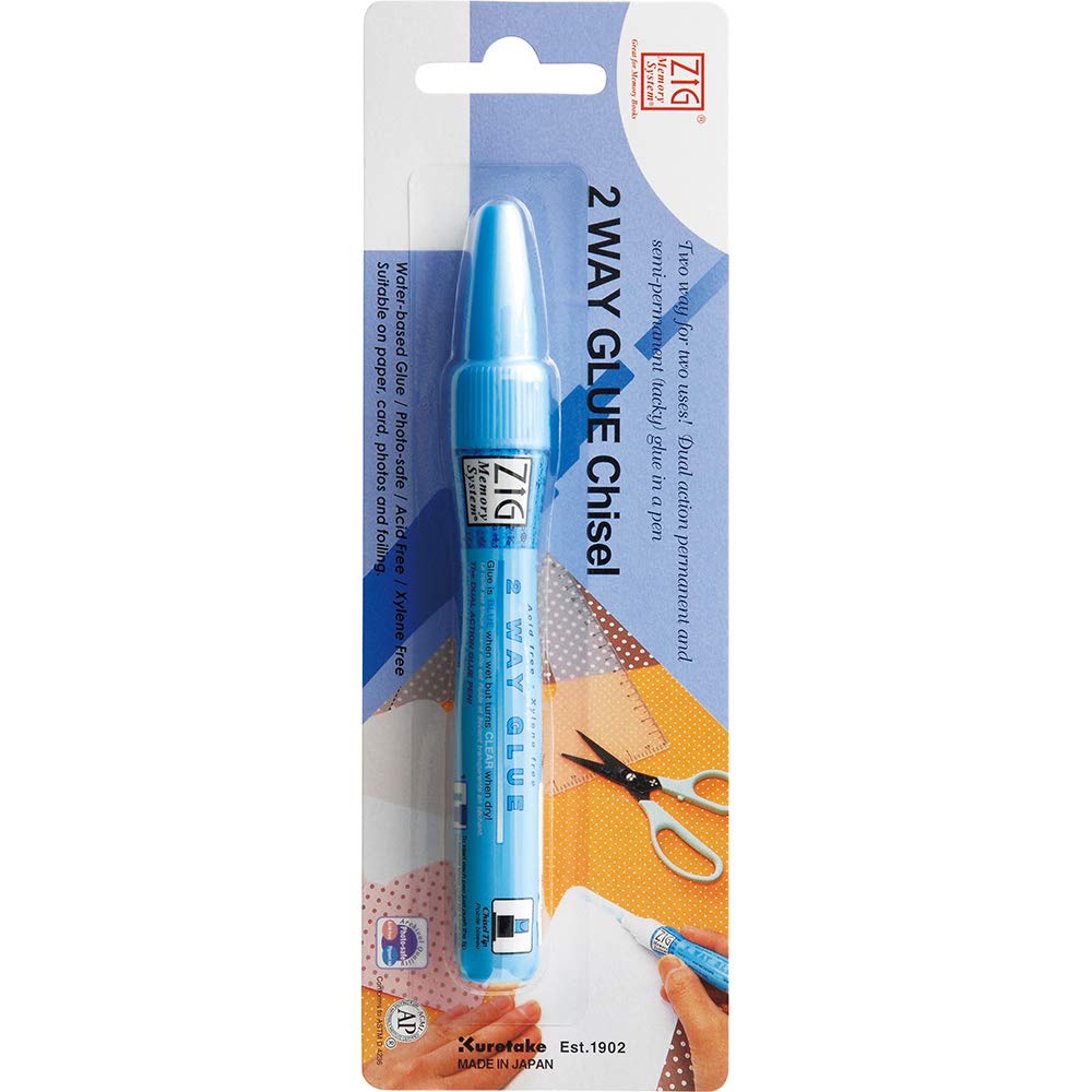 ZIG MEMORY SYSTEM 2 WAY GLUE Blister Pack Squeeze & Roll 1 Pen TIP SIZE ...