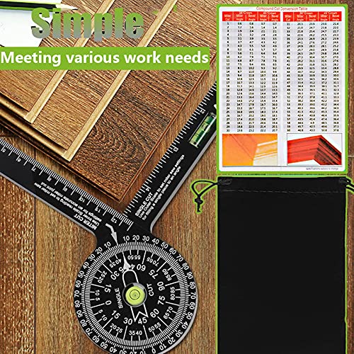 Miter Saw Protractor,Aluminum Protractor Angle Finder with Level Gauge ...