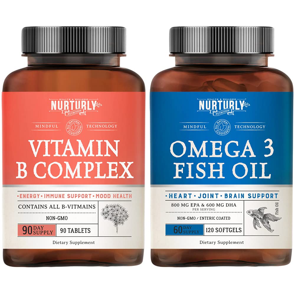Buy B Complex and Omega 3 Fish Oil - B s B1,B2,B3,B5,B6,B7,B9,B12 and ...