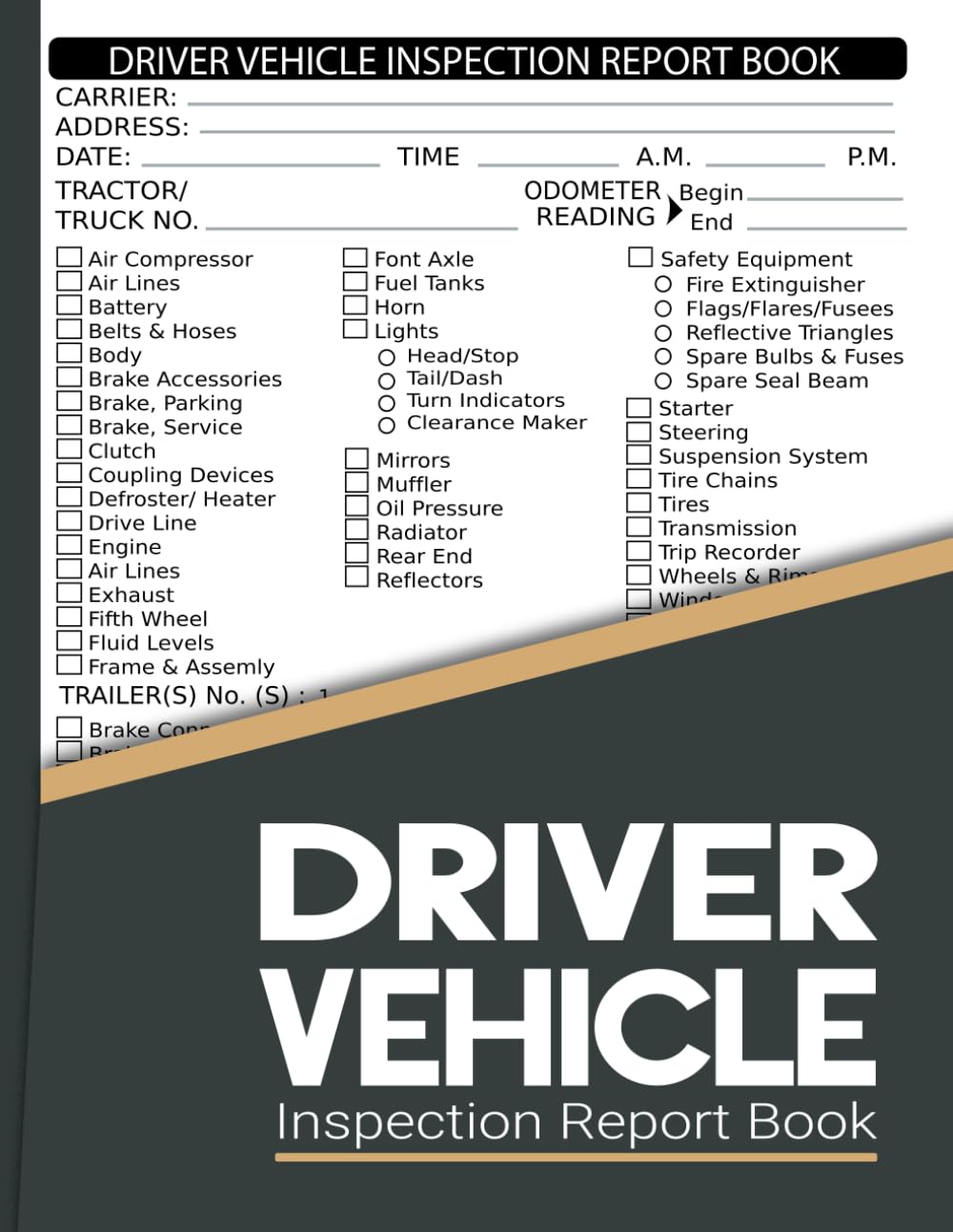 Driver Vehicle Inspection Report Book: Driver's Daily Vehicle ...