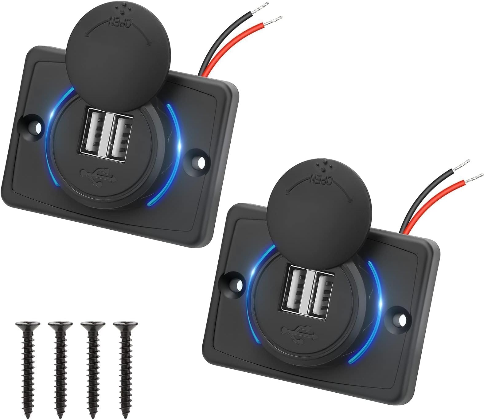 Linkstyle RV USB Outlet, Dual 3.1A USB A Charger Panel with LED Light ...