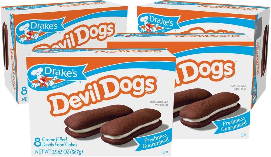 Amazon.com: Drake's Devil Dogs, 1.7 oz Snack Cakes, 4 Boxes