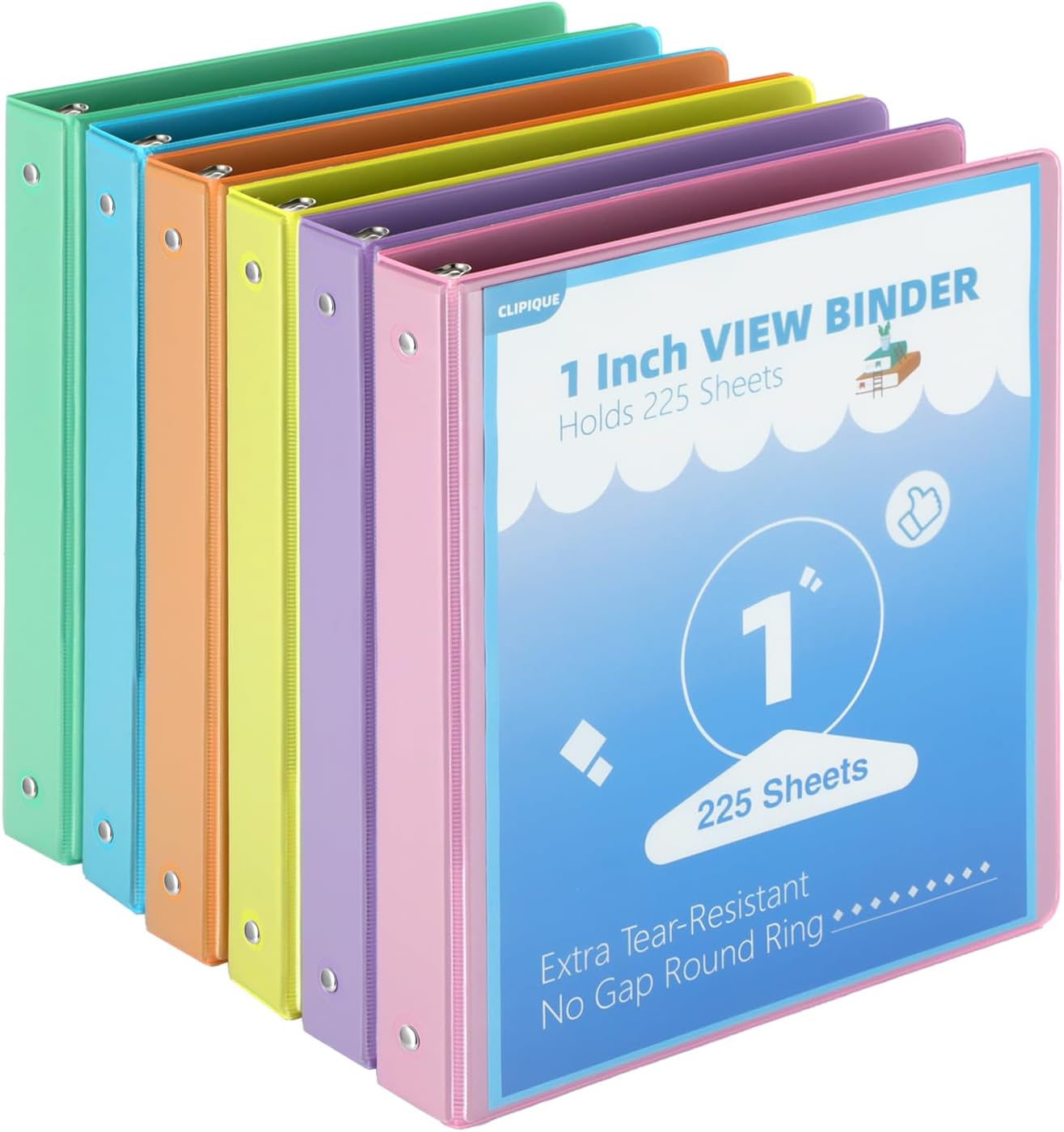 Amazon.com : 3 Ring Binder - 6 Pack, 1 Inch Binder with 2 Interior ...