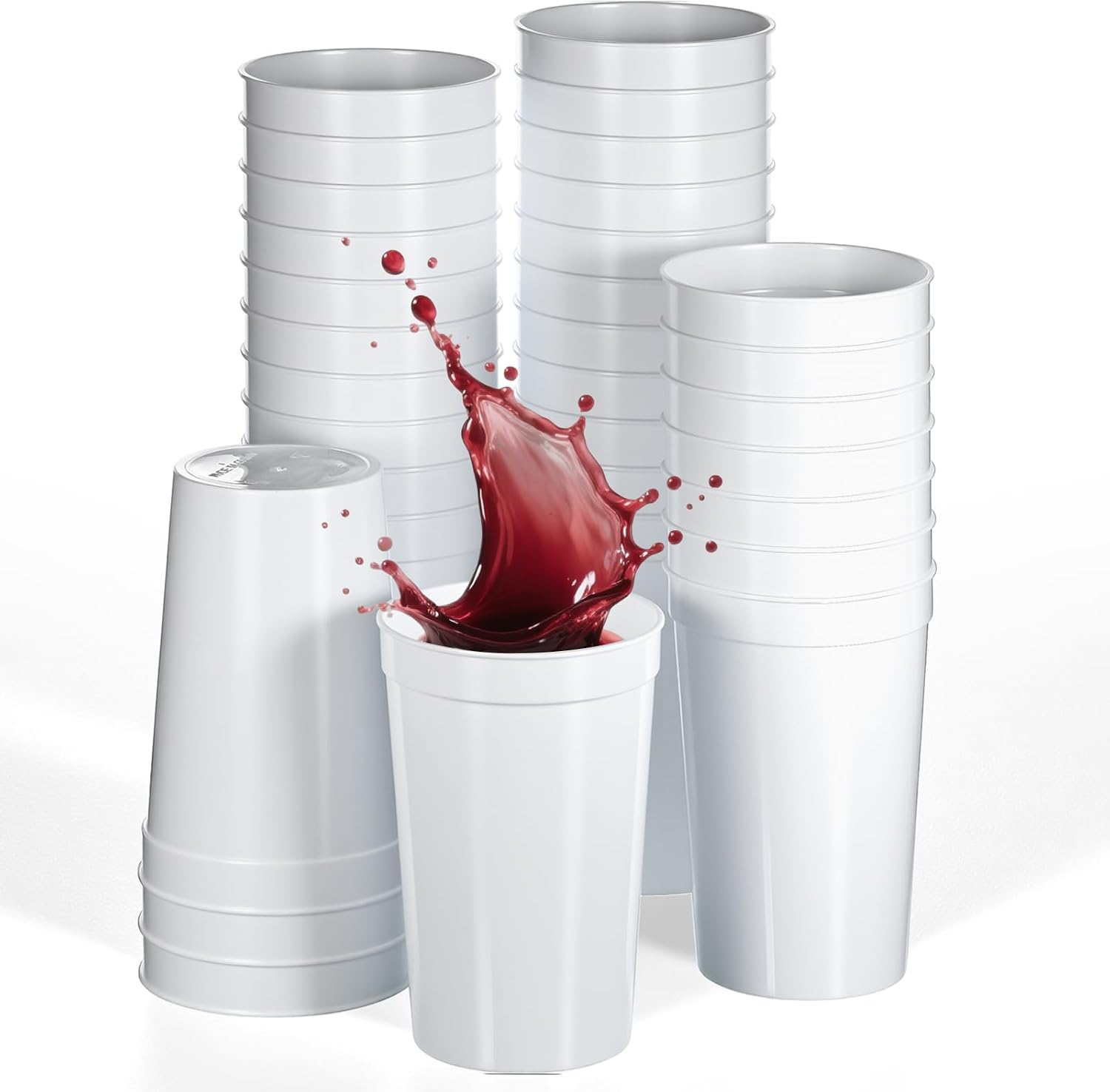 Amazon.com: Zelphvt 30 Packs 16 oz Plastic Cups White Plastic Tumblers ...