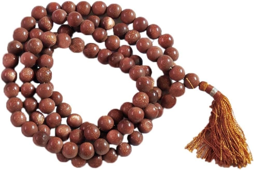 IndianStore4All 100% Original Natural Sun Stone Mala 8mm | Amazon.com