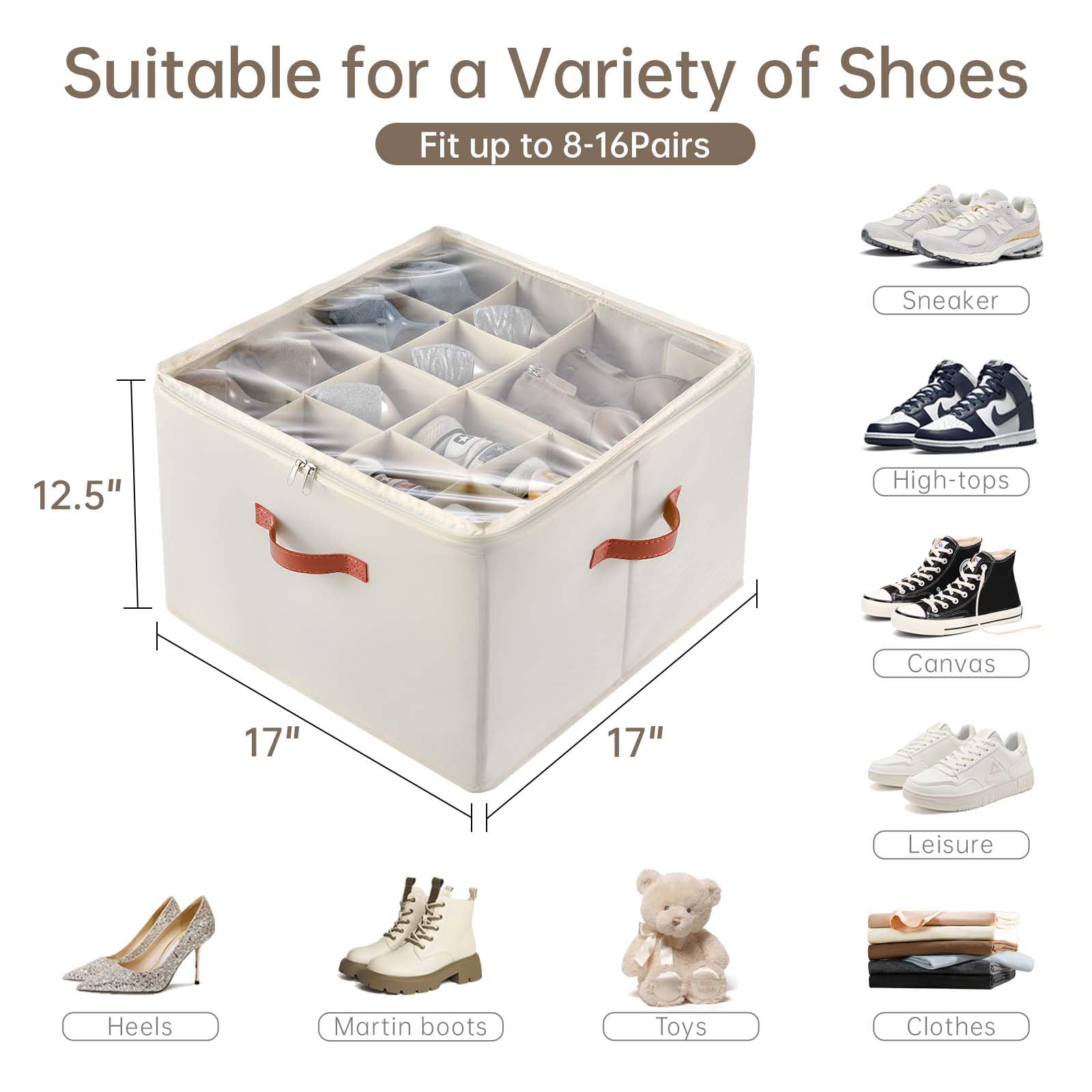 Shoe Cubby Shoe Oganize Fo Closet, 2 Pack Foldable Stoage Box With ...