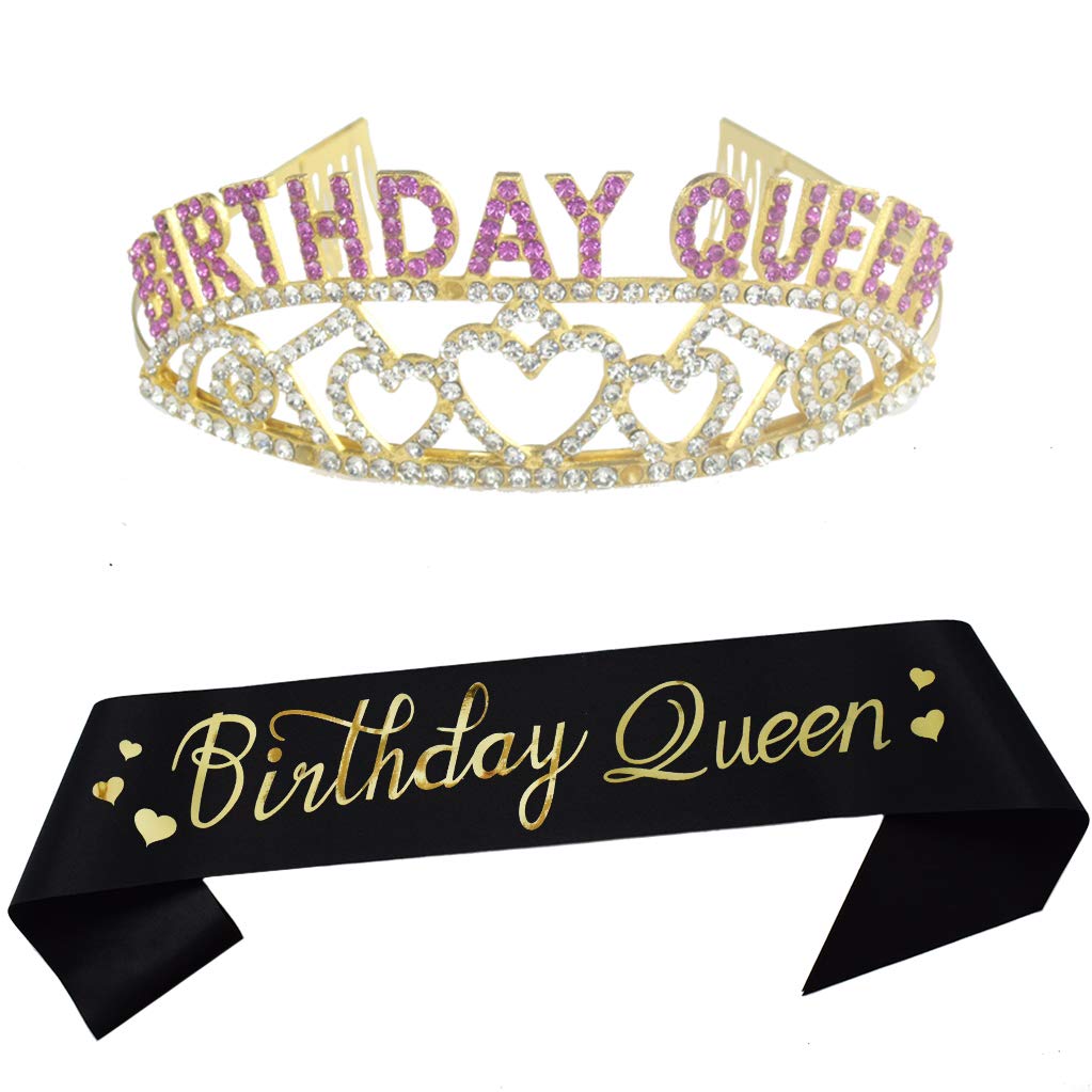 Amazon.com: Queen Birthday Tiara and Sash Happy Birthday Party Supplies ...