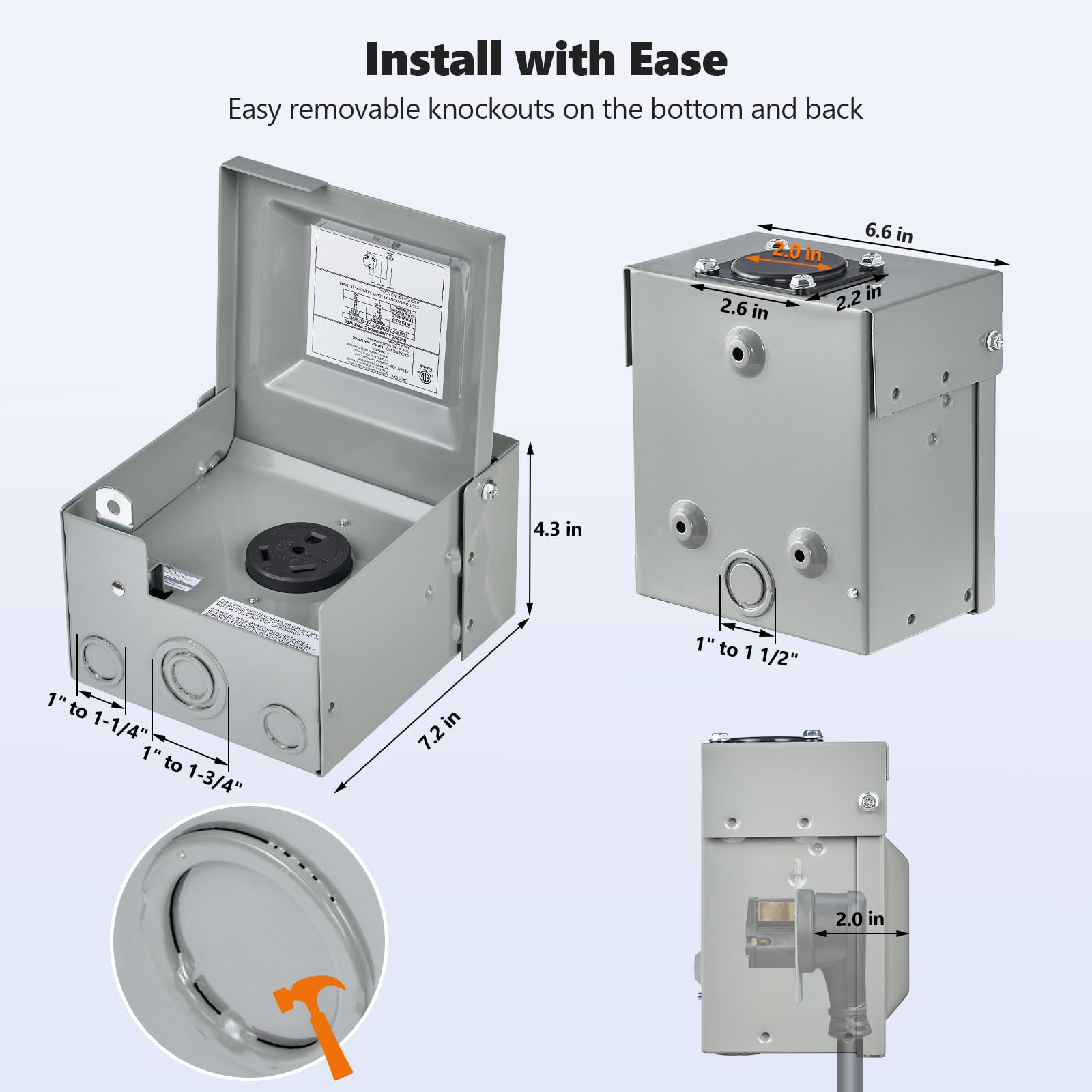 Snapklik.com : 30 Amp RV Outlet Box, Enclosed Lockable Electrical ...