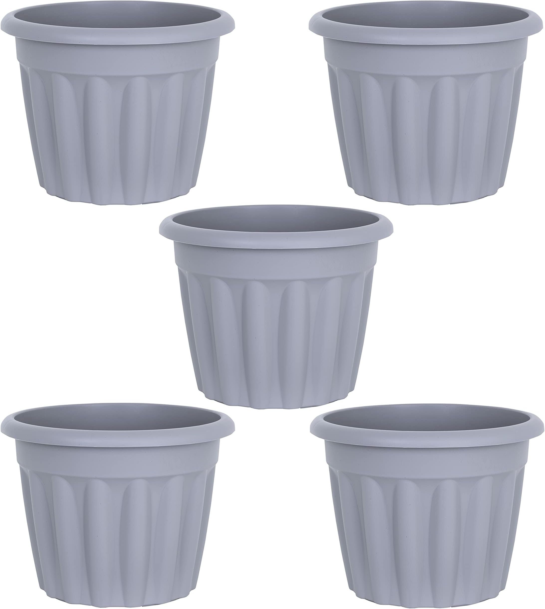 JMS we create smile (Set of 5) 40cm Large Upcycled Grey Plastic Round ...