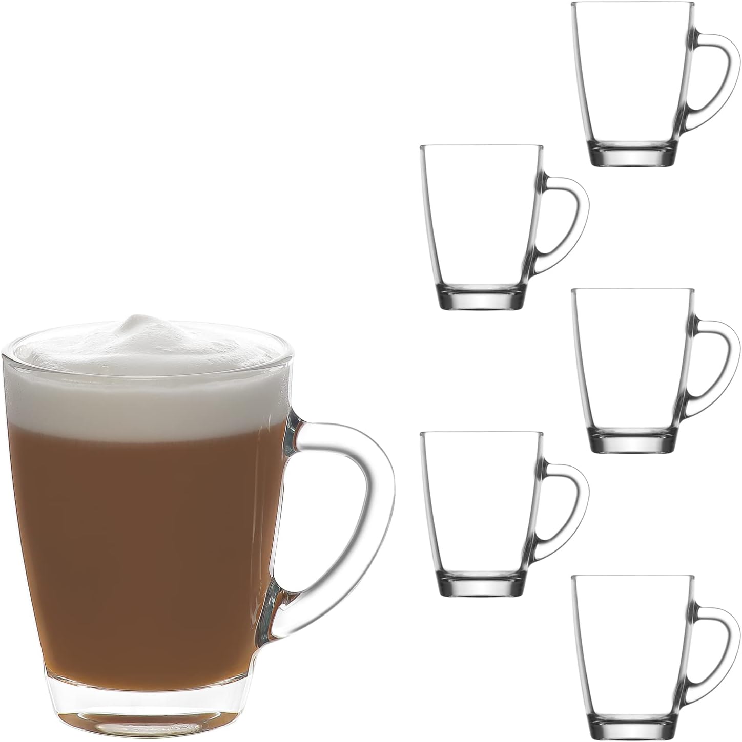 Amazon.com | Renococo Glass Coffee Mugs,8 Oz Clear Glass Cups with Gold ...
