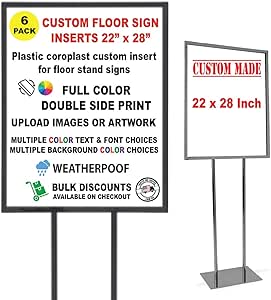 Amazon.com : Custom Floor Stand Sign Frame Inserts, 22 x 28 inch ...