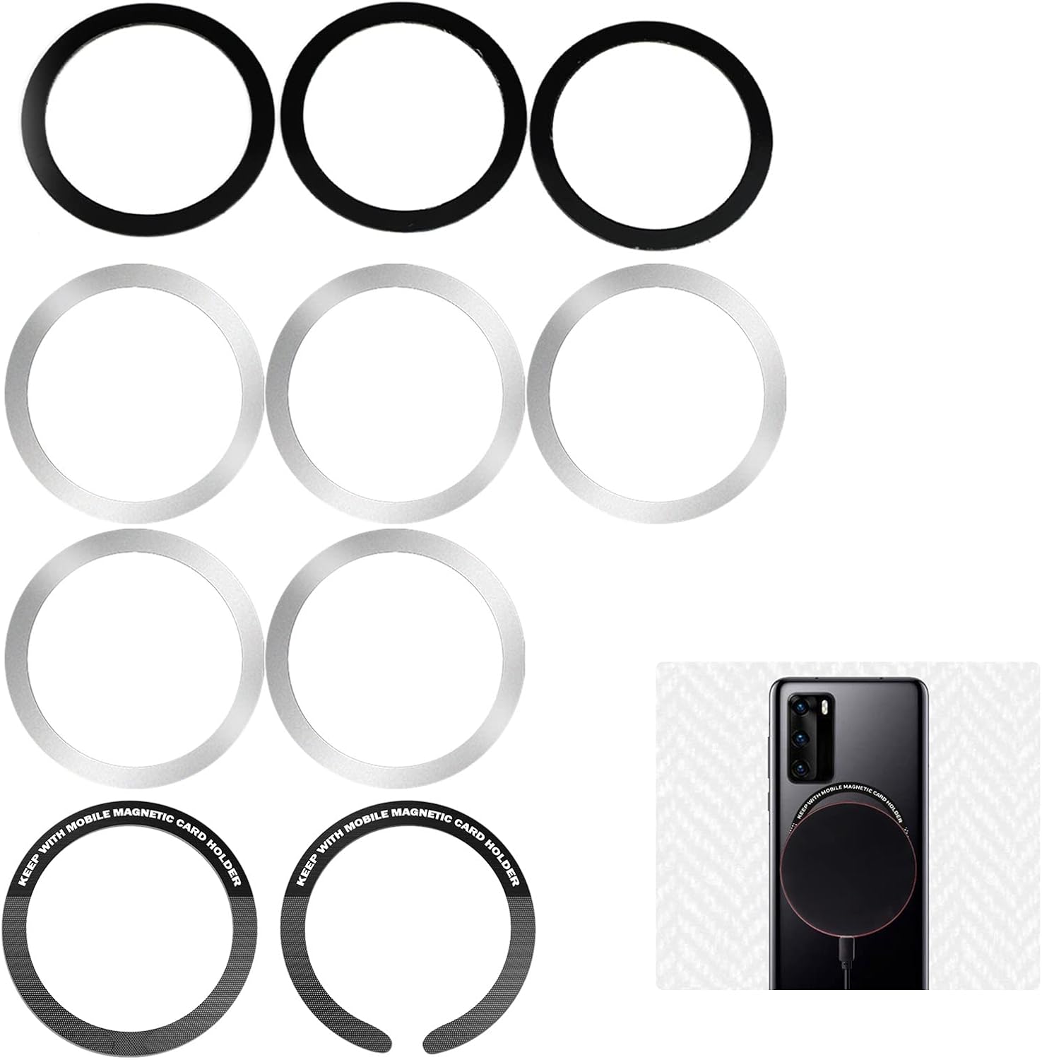 Universal Metal Ring Stickers Kit, 10PCS Strong Magnet Metal Phone ...