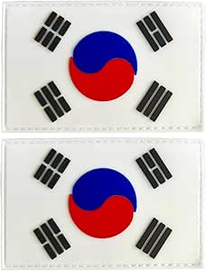 Amazon.com: Korea Flag Patch Korea PVC Rubber Hook & Loop Fastener ...
