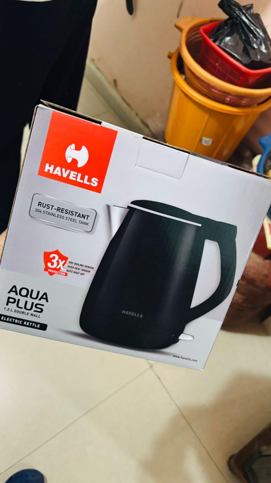 Havells Electric Kettle Aqua Plus 1250 Watts 1.2 liters , Double ...