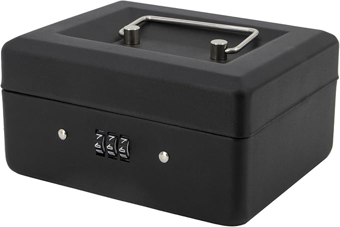 Time to Sparkle Small Cash Box with Combination Lock 6" Durable Metal ...