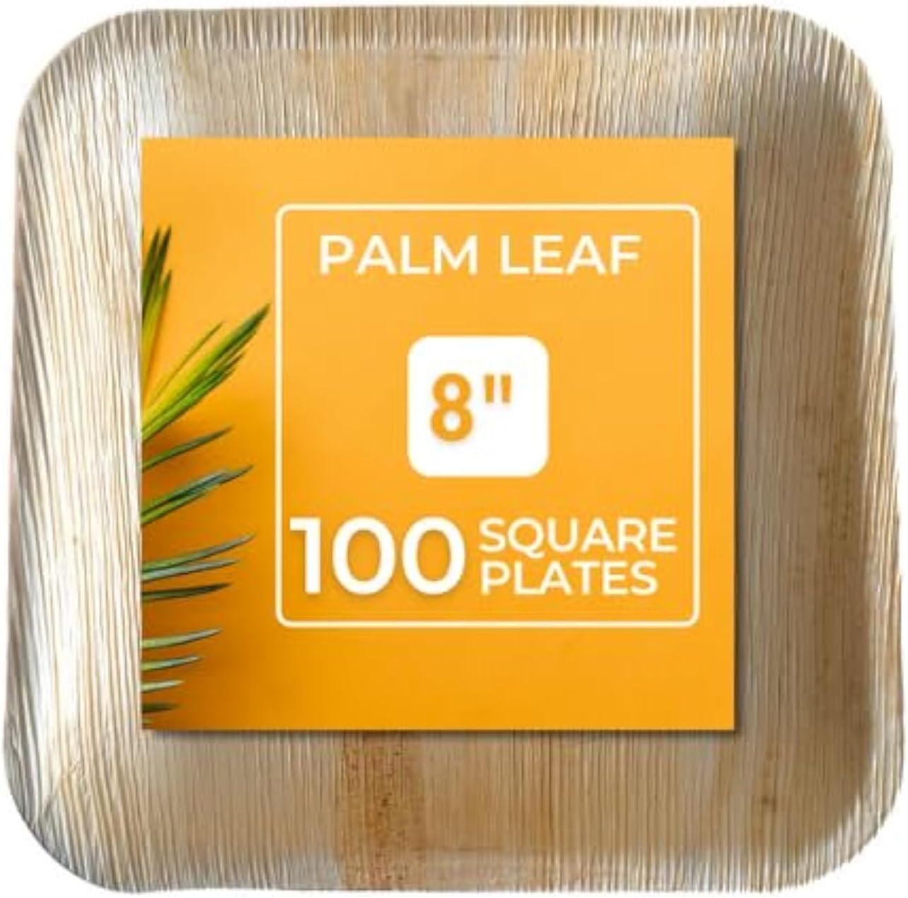 Amazon.com: Kitchen Mates 8" Palm Leaf Plates - 100 Pcs Durable Bamboo ...